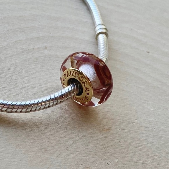 Pandora | Jewelry | New Pandora Retired Rare 4k Gold Glass Red Swirl ...